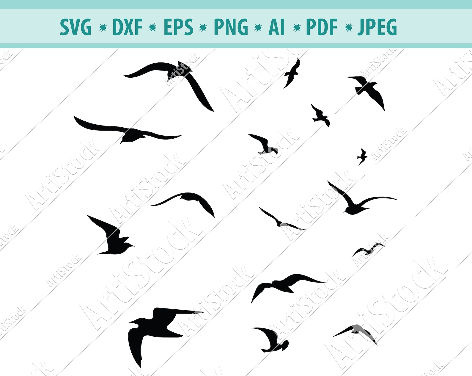 Flock of Birds SVG Vector Silhouette of birds SVG flying | Etsy