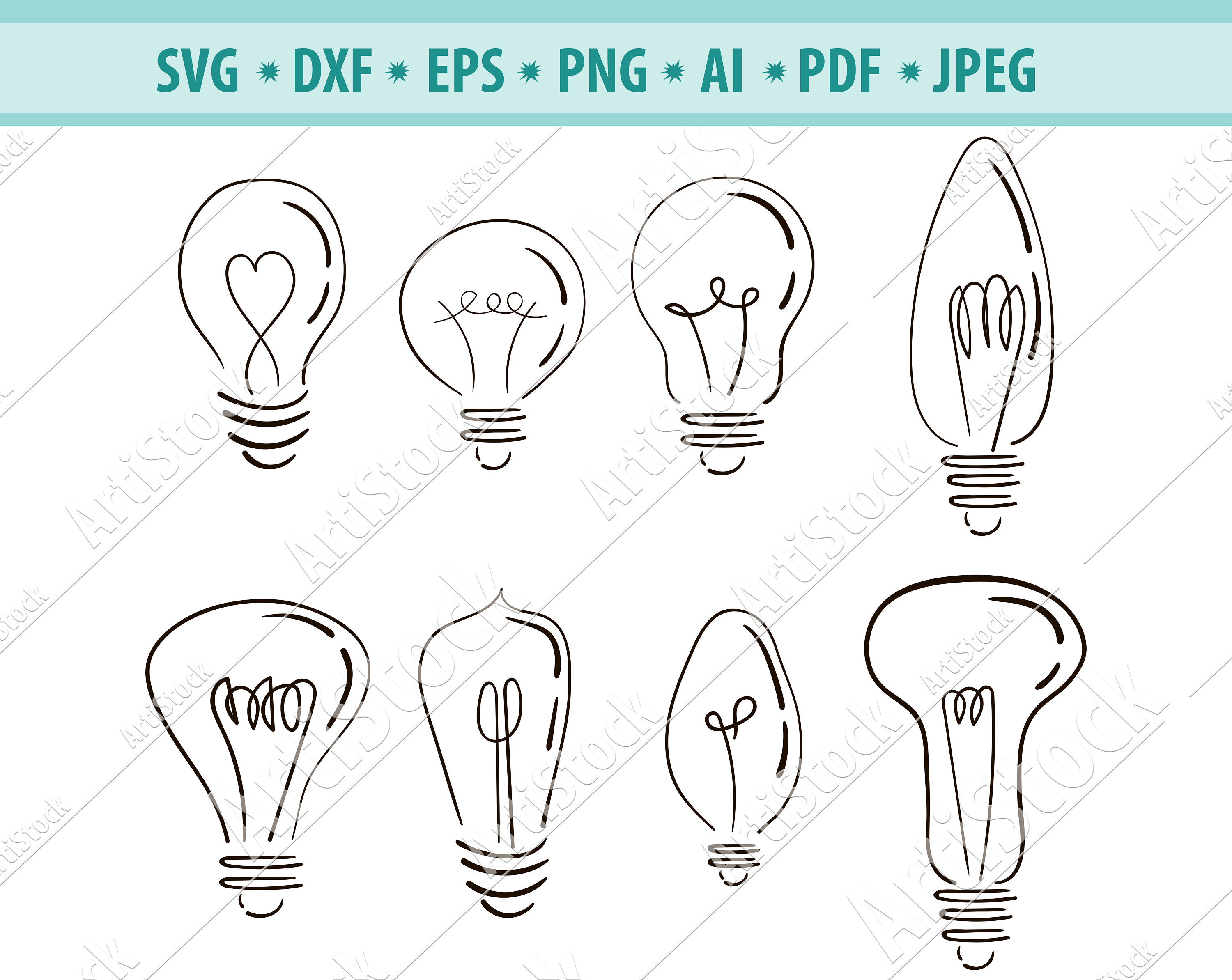 Cut files for Cricut Classic light bulb Clip Art silhouettes eps, svg ...