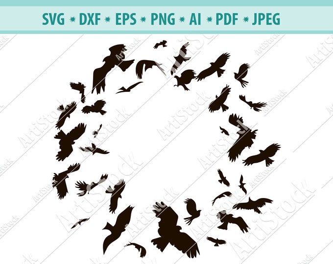 Flock of Birds SVG Vector Silhouette of Birds SVG Flying - Etsy