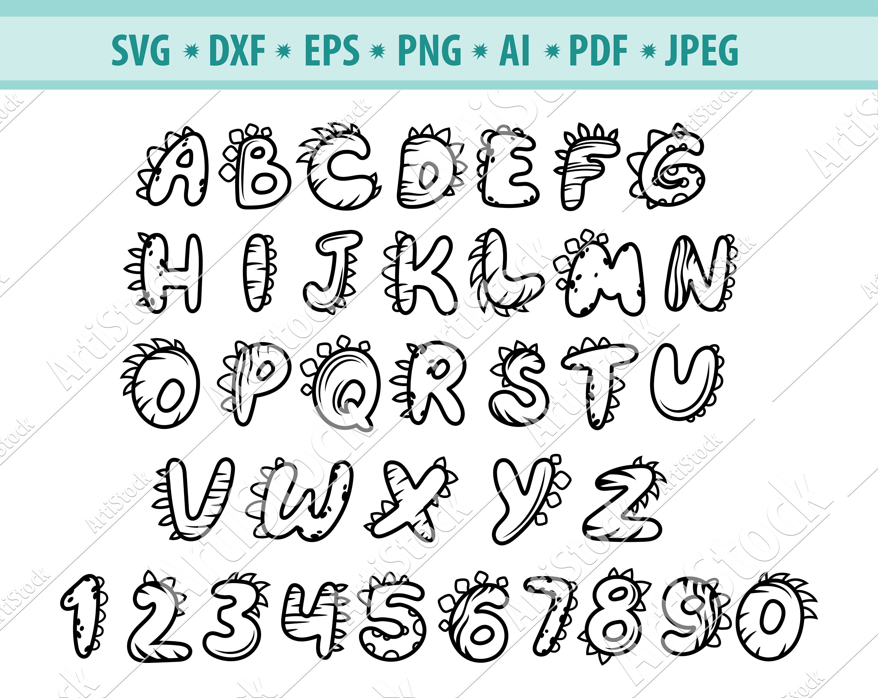Dino Buchstaben SVG, Dinosaurier Alphabet Svg, Dinosaurier Schrift Svg ...
