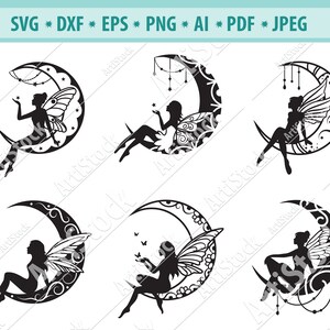 Mandala Moon Svg File Fairy Svg Mandala Svg Fairy Clipart | Etsy