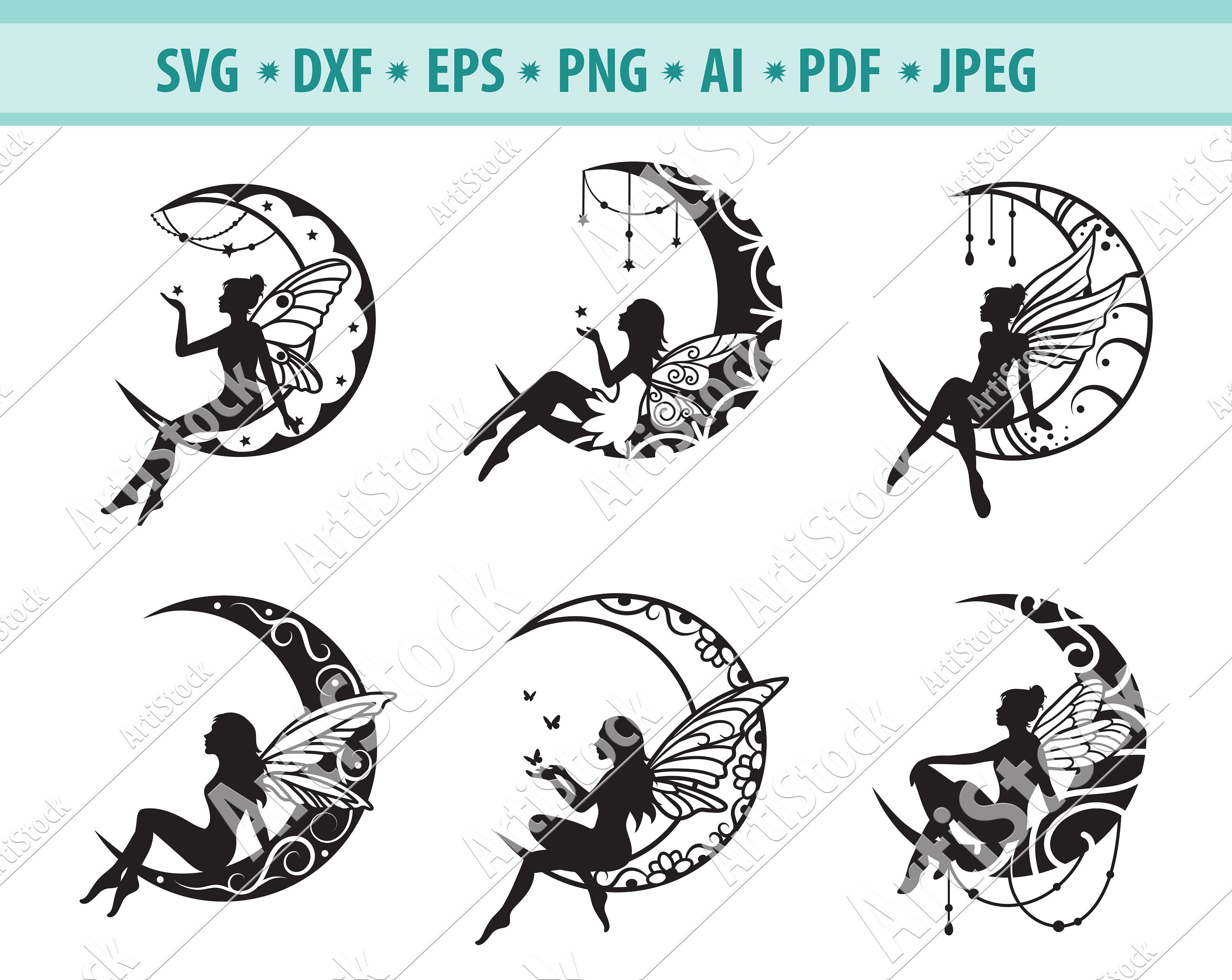 Mandala Moon Svg File, Fairy Svg, Mandala Svg, Fairy Clipart, Ethnic ...