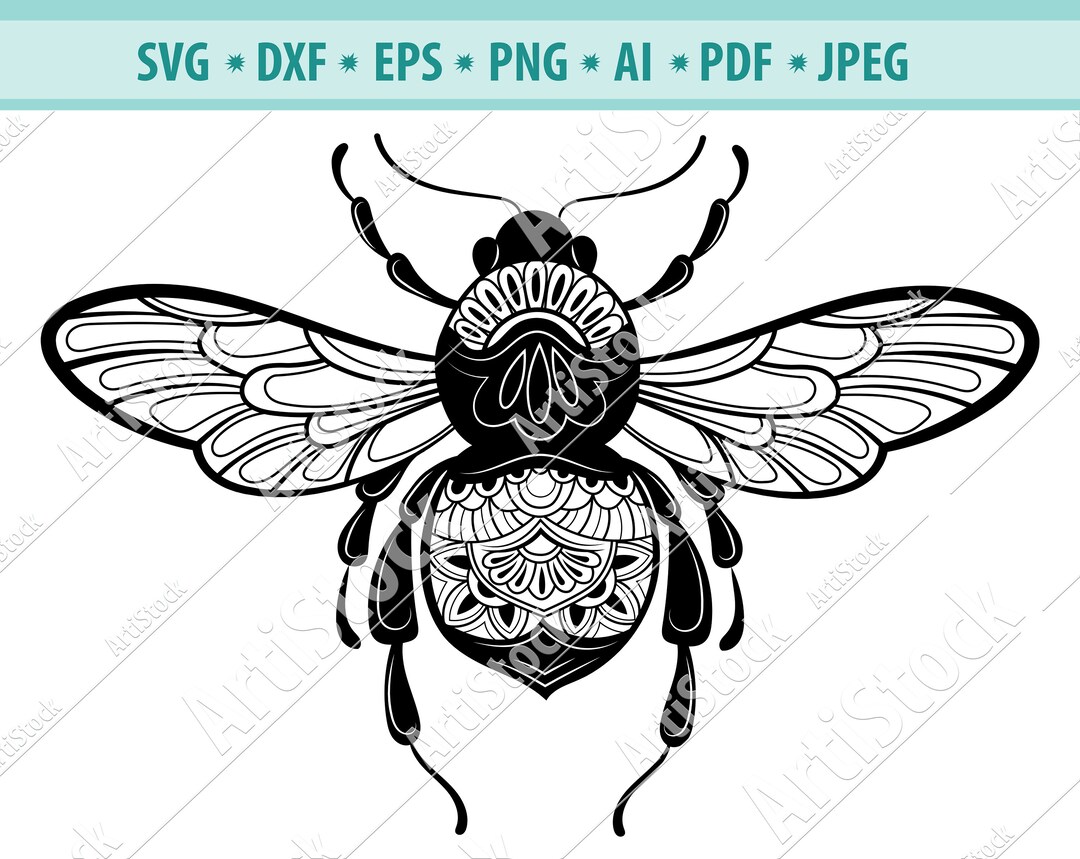 Bee Mandala Svg, Bee Svg Files, Bee Clipart, Bee Cut Files, Bee Decal ...