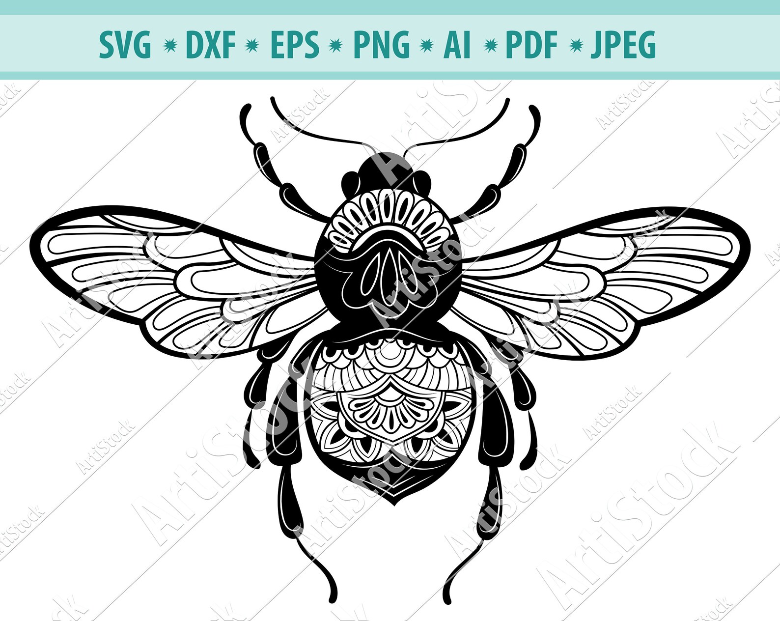 Bee Mandala Svg, Bee Svg Files, Bee Clipart, Bee Cut Files, Bee Decal ...