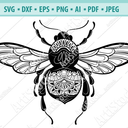 Mandala Bee Svg Zentangle Bee Svg Bee Clipart Bee Cut File | Etsy Canada