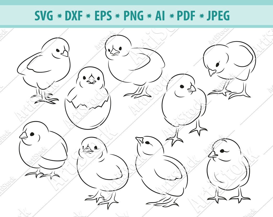Chicken Svg SVG Chicken Outline SVG Bird Clipart Svg Easter - Etsy