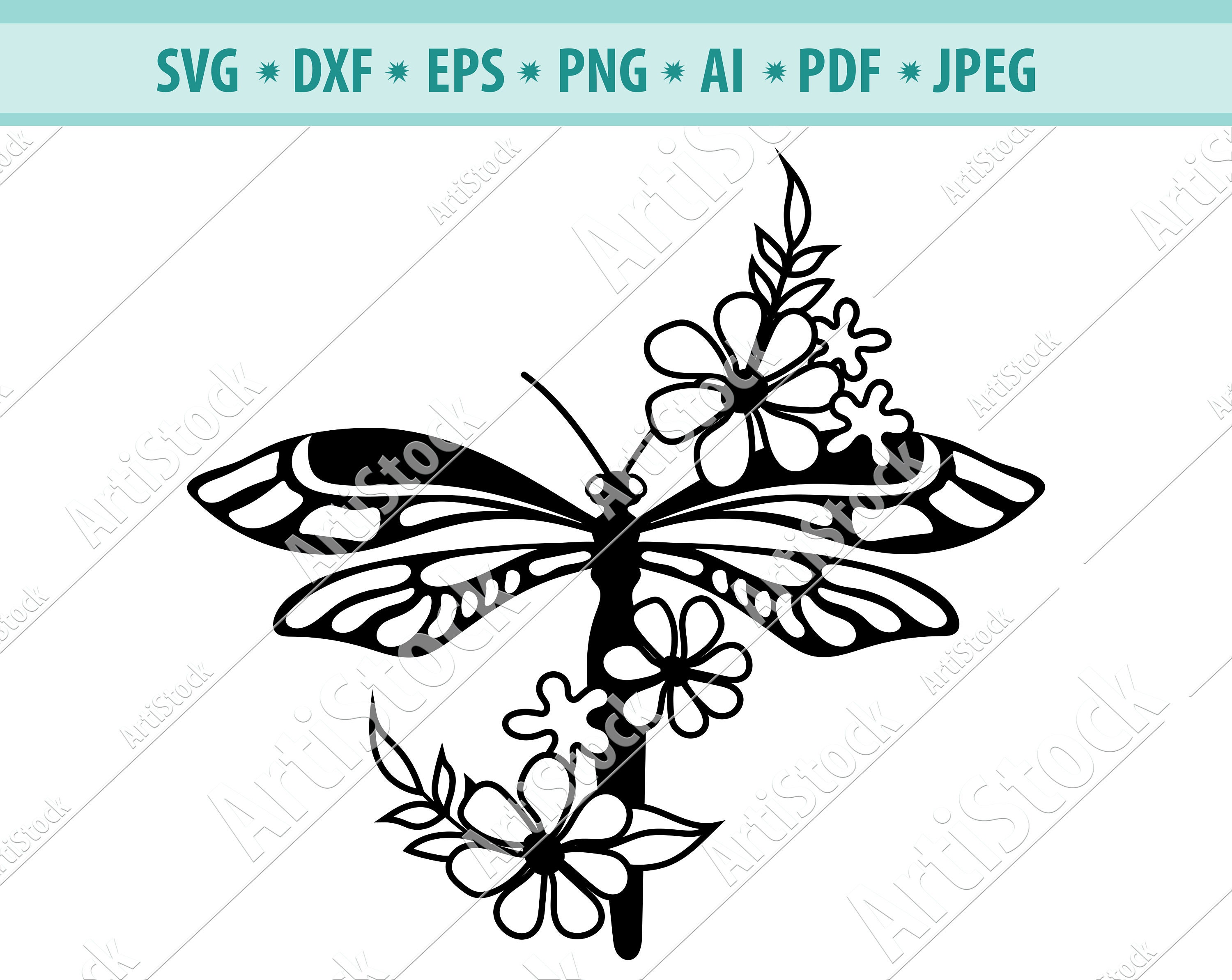 Dragonfly SVG File Floral Dragonfly Svg Dragonfly Flower - Etsy Canada