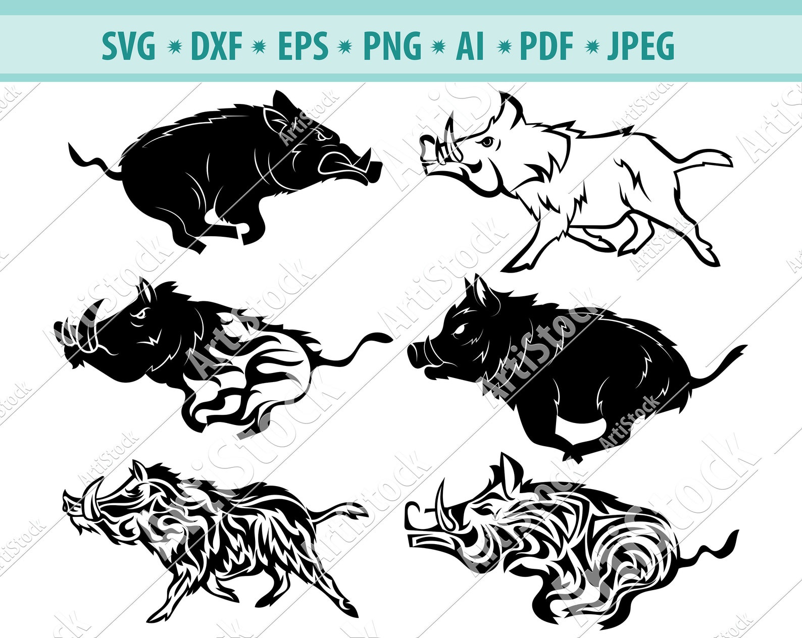 Boar Svg File Wild Boar Digital Pig Download Silhouette - Etsy Canada