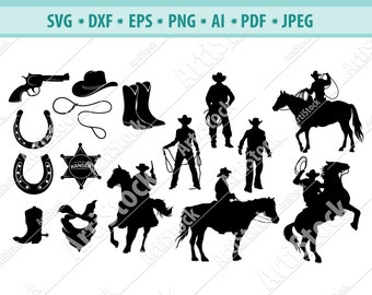 Cowboy Svg Ranch Cowboy Svg Cowboy Silhouette Clipart - Etsy