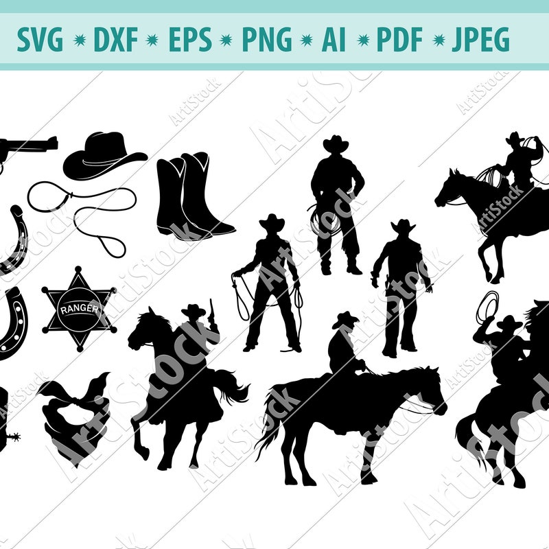 Cowboy Silhouette Svg - Etsy