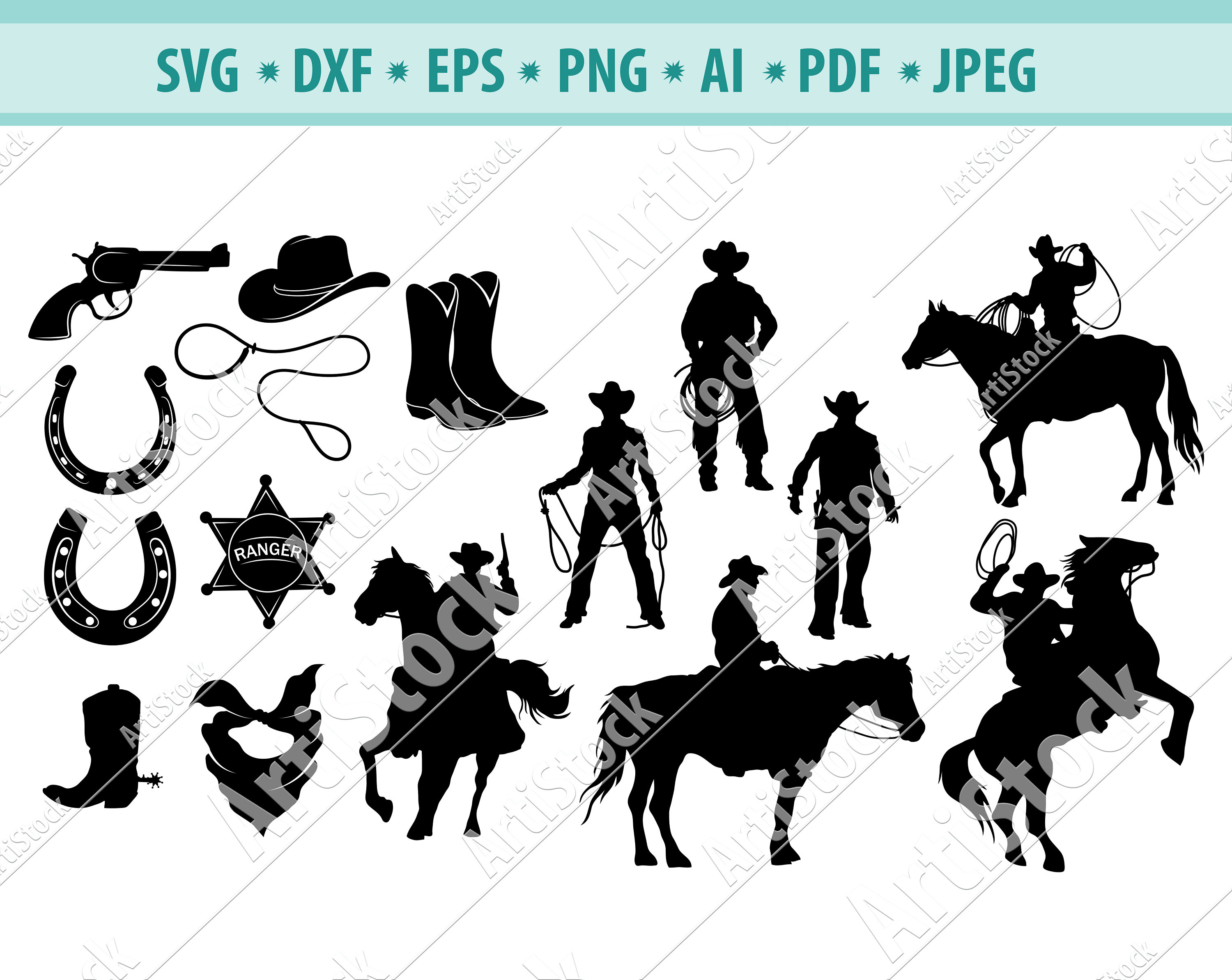 Eps, Cowgirl SVG Bundle Cowboy Cut Files For Silhouette Dxf Cowgirl SVG ...
