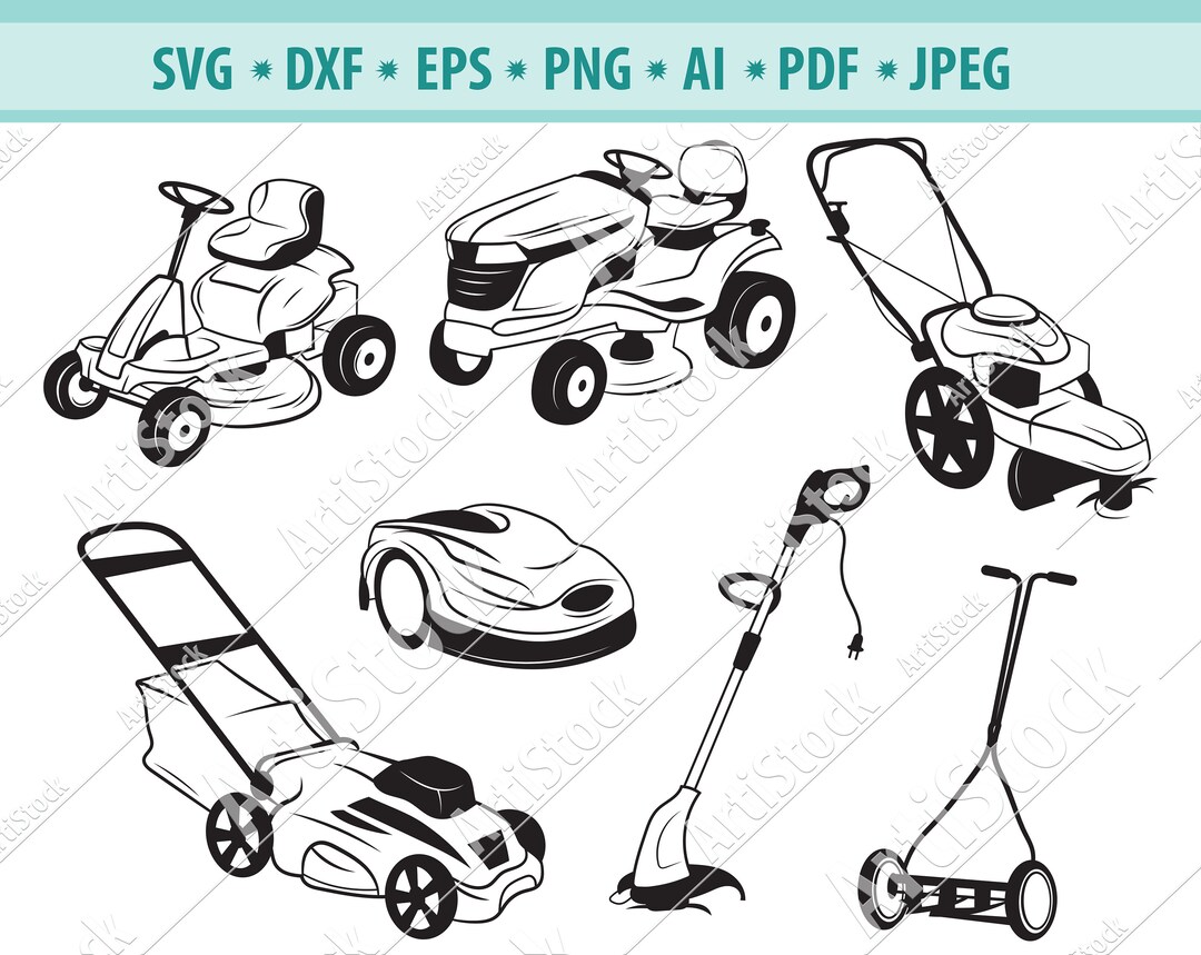 Lawn Mowers Svg, Landscaping Svg, Lawn Mower Clipart Svg, Push Mowers ...