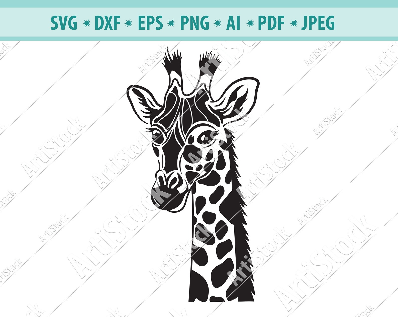 Giraffe Svg Giraffe Head Png Giraffe Portrait Svg Safari - Etsy