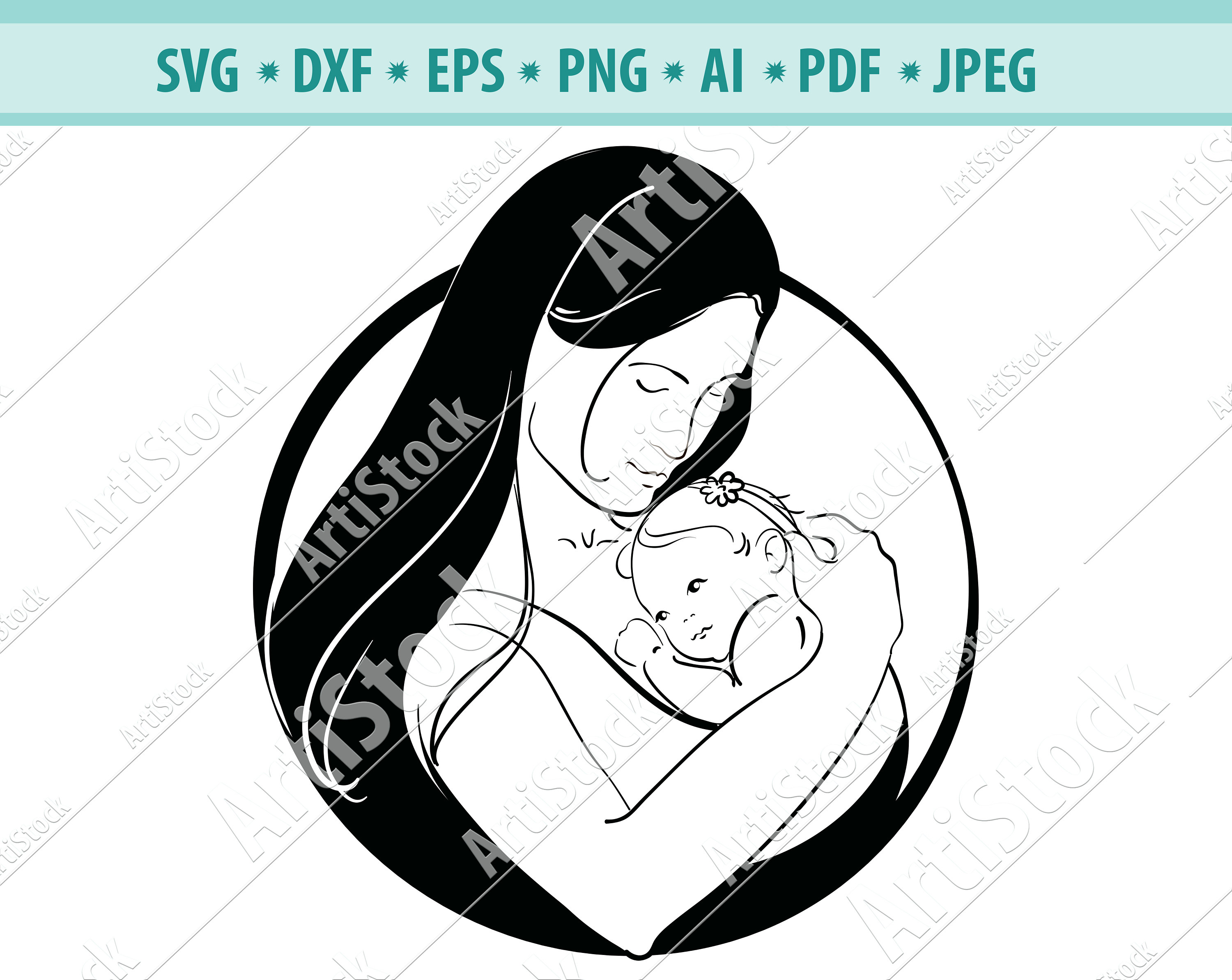 Mother And Child Mother Child svg Cutout Files for Cricut | Etsy