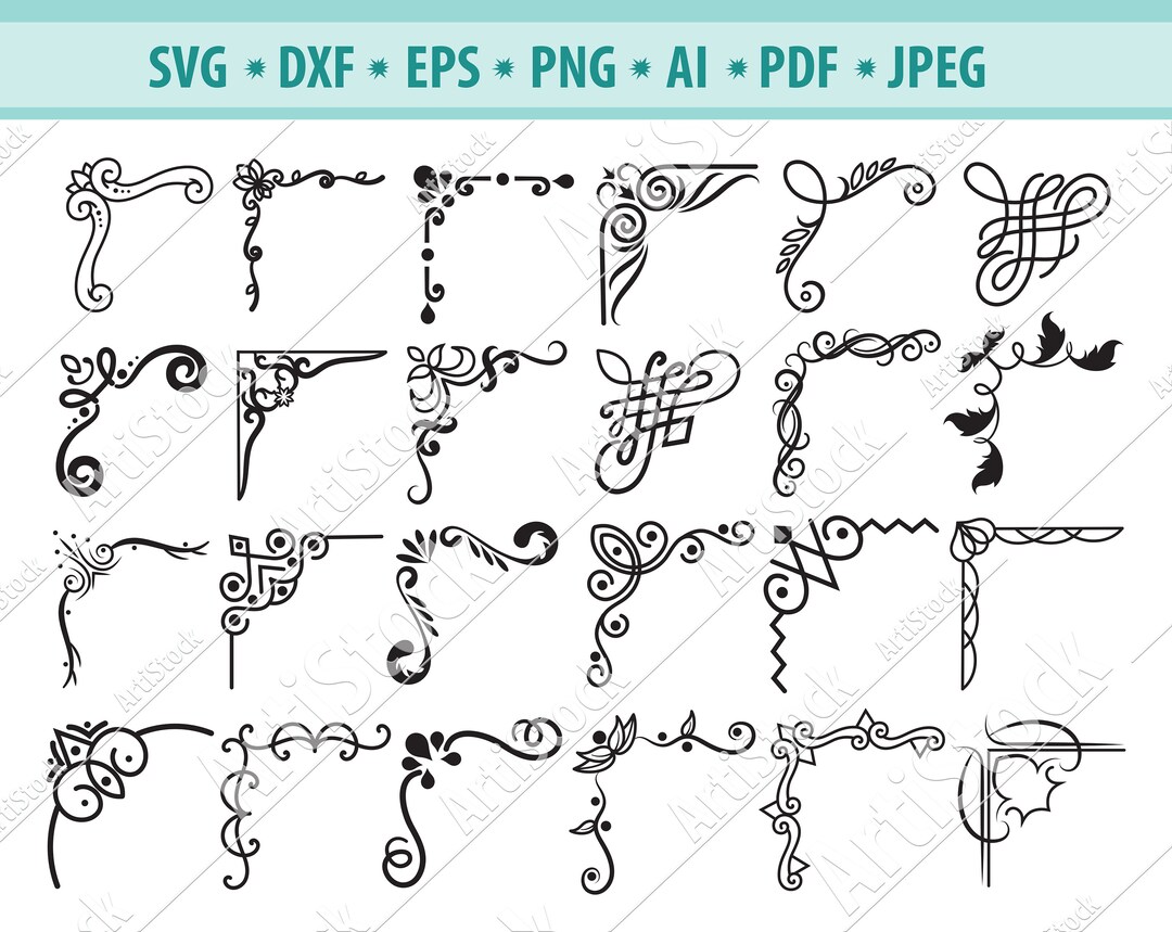 Vintage Corner Svg, Ornamental Border Svg, Floral Frame Svg, Ornate ...