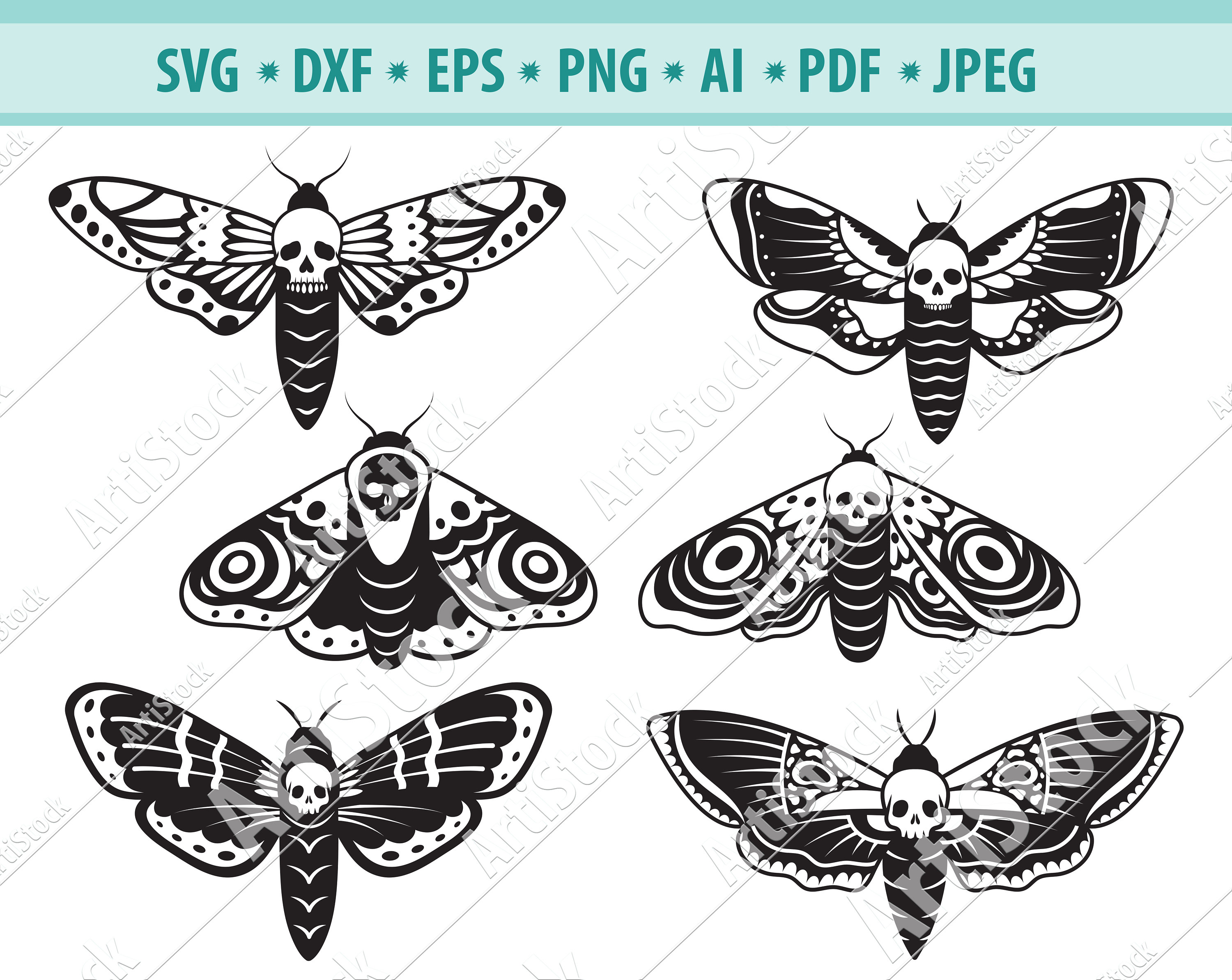 Moth Svg File Death's Head Moth Svg Halloween Butterfly - Etsy Australia
