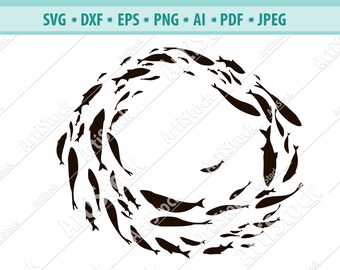 School of Fish Svg | Etsy