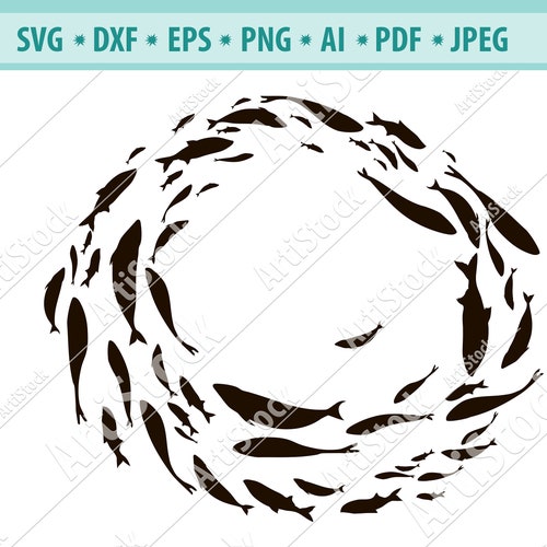 School of Fish. Group of Fishes. Vector Fish Logo. Black - Etsy