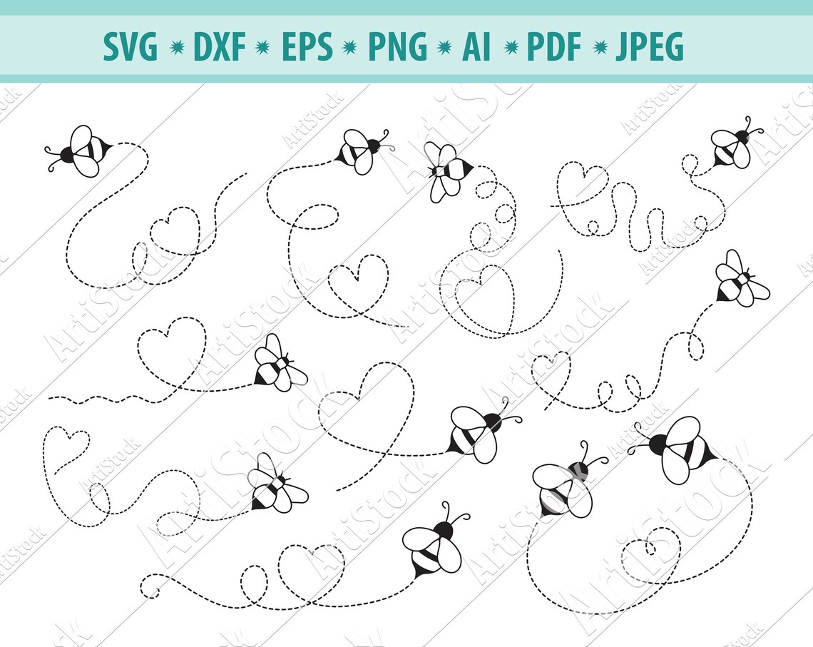 Bee SVG File Flying Bee SVG Bee With Heart Svg Queen Bee - Etsy
