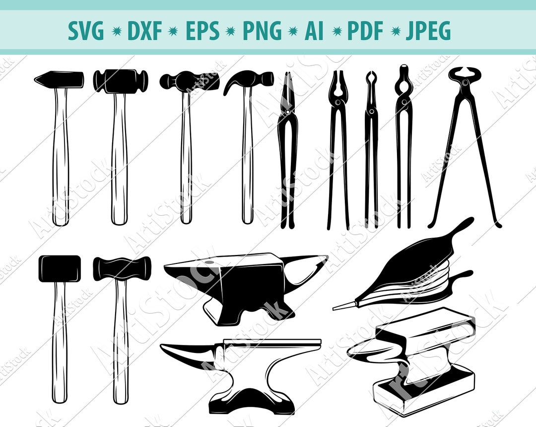 Blacksmith Tools Svg, Anvil Svg, Hammer Svg, Forged Steel Svg, Metal ...