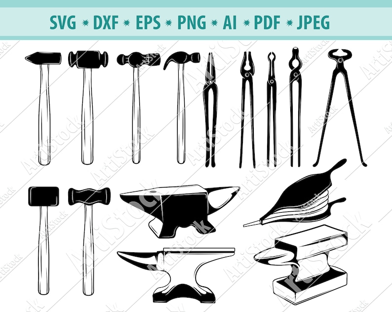 Blacksmith Tools Svg Anvil Svg Hammer Svg Forged Steel Svg - Etsy