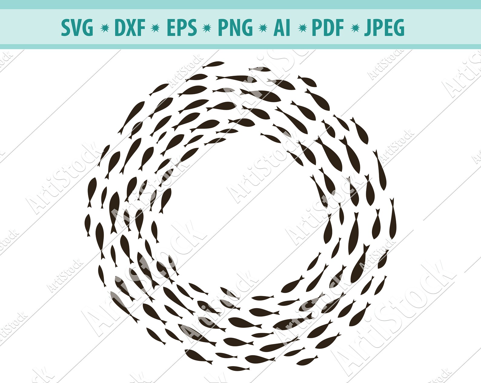 School of Fish. Group of Fishes. Vector Fish Logo. Black - Etsy