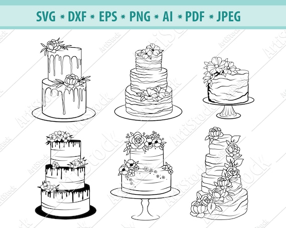 Cake Svg Bundle Wedding Cake SVG Tiered Cake Svg Cream Cake - Etsy Hong ...