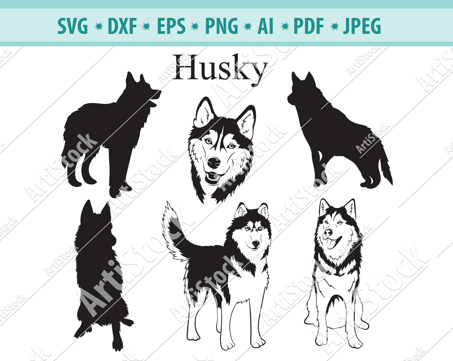 Husky SVG - Husky Silhouettes - Dog SVG - Digital Cutting File ...