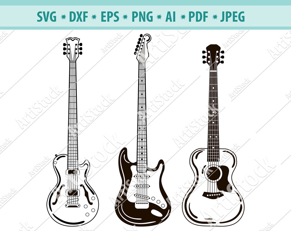Guitar Svg Guitar Vector Guitar Silhouette Guitar | Etsy
