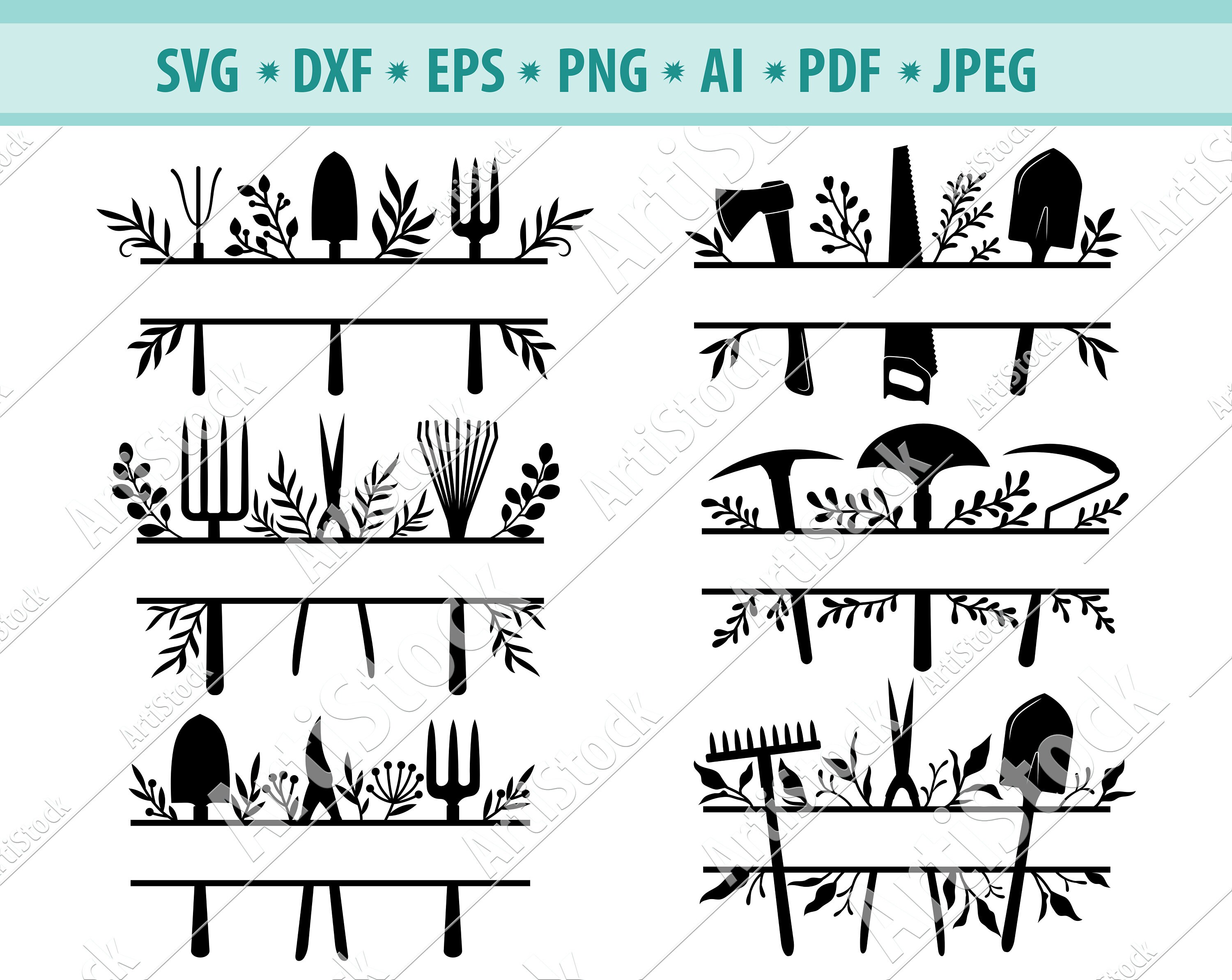 Split Garden Tools Svg Farmhouse SVG Garden Tools SVG - Etsy Australia