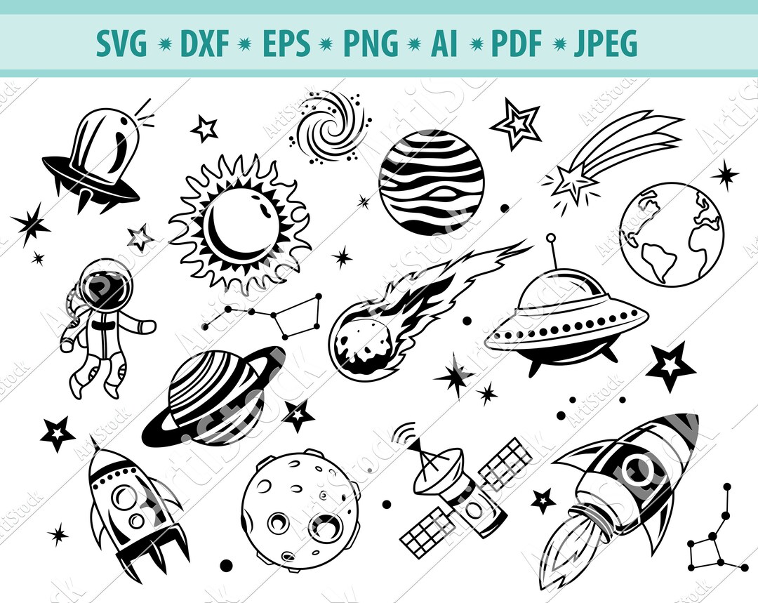 Space Svg Bundle, Cartoon Space Svg, Planets Svg, Earth Svg, Astronaut ...