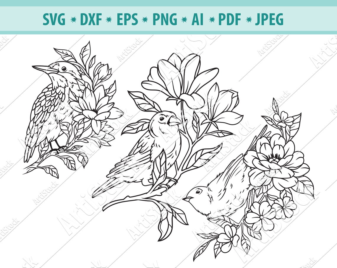 Flower Sparrow SVG Floral Sparrow Svg Sparrow Clipart Bird - Etsy