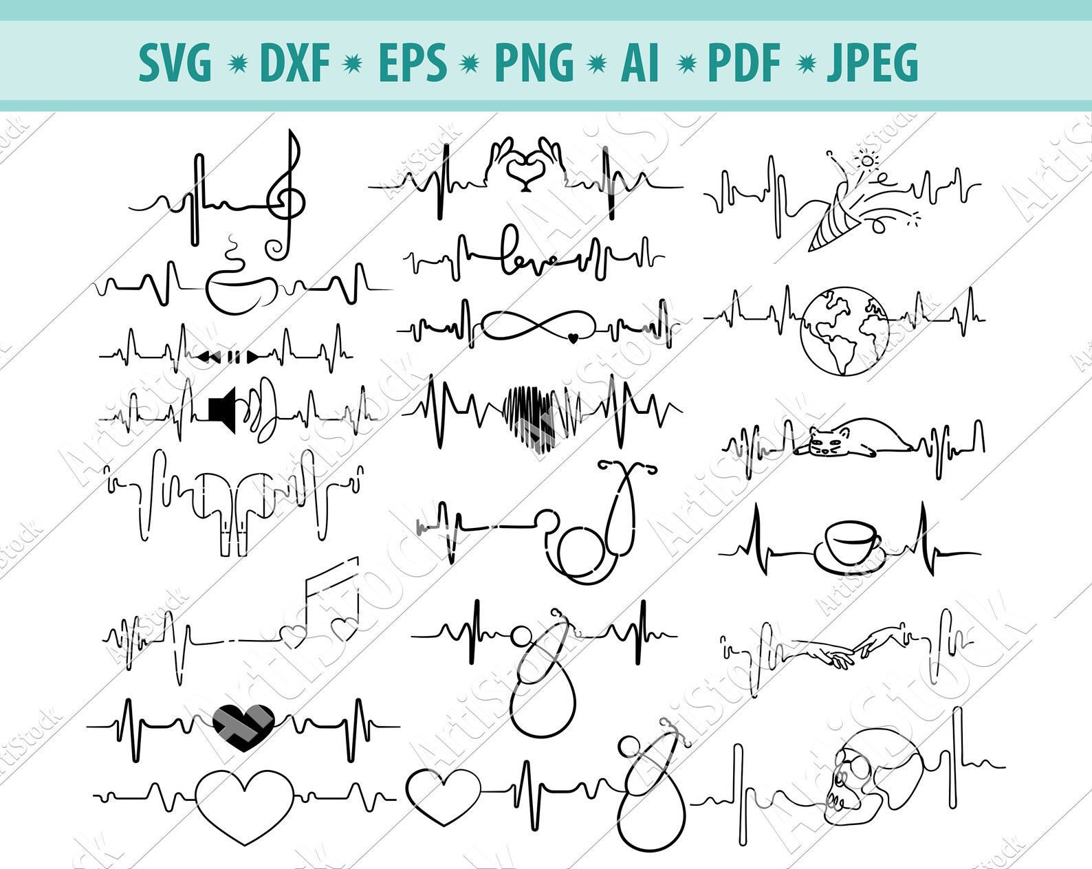 Heartbeat Svg Healthcare Svgstethoscope Svg Pulse Svg - Etsy