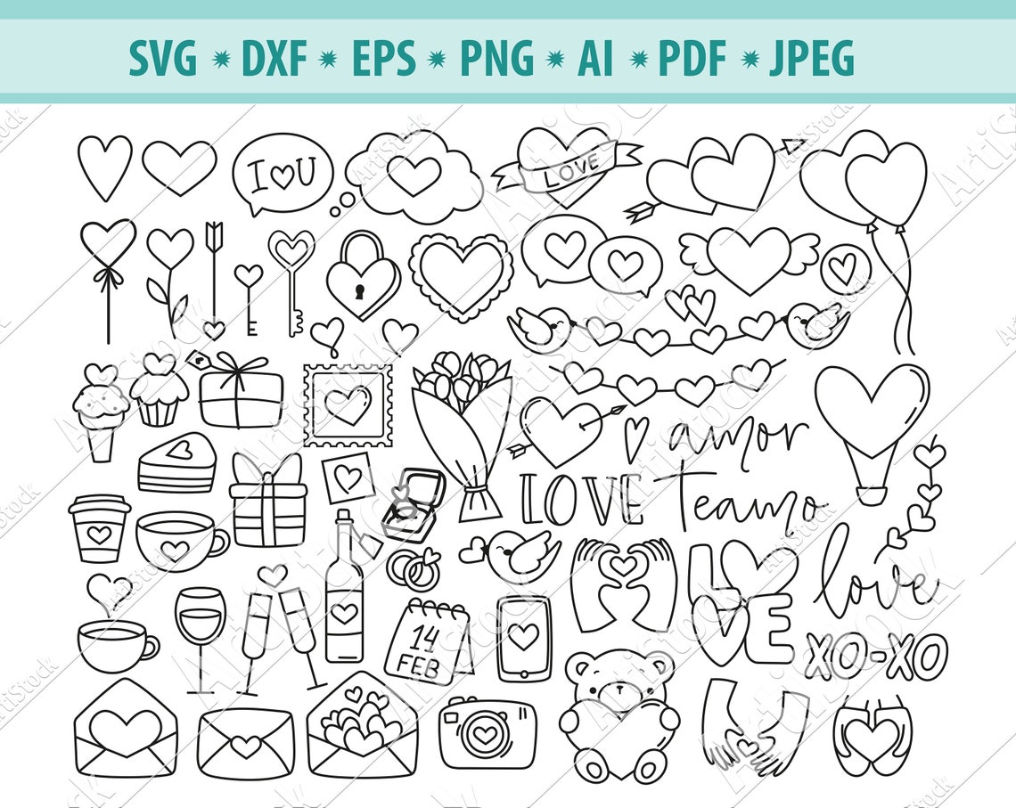 Valentines Day SVG Love Clipart Svg Valentine Elements SVG - Etsy