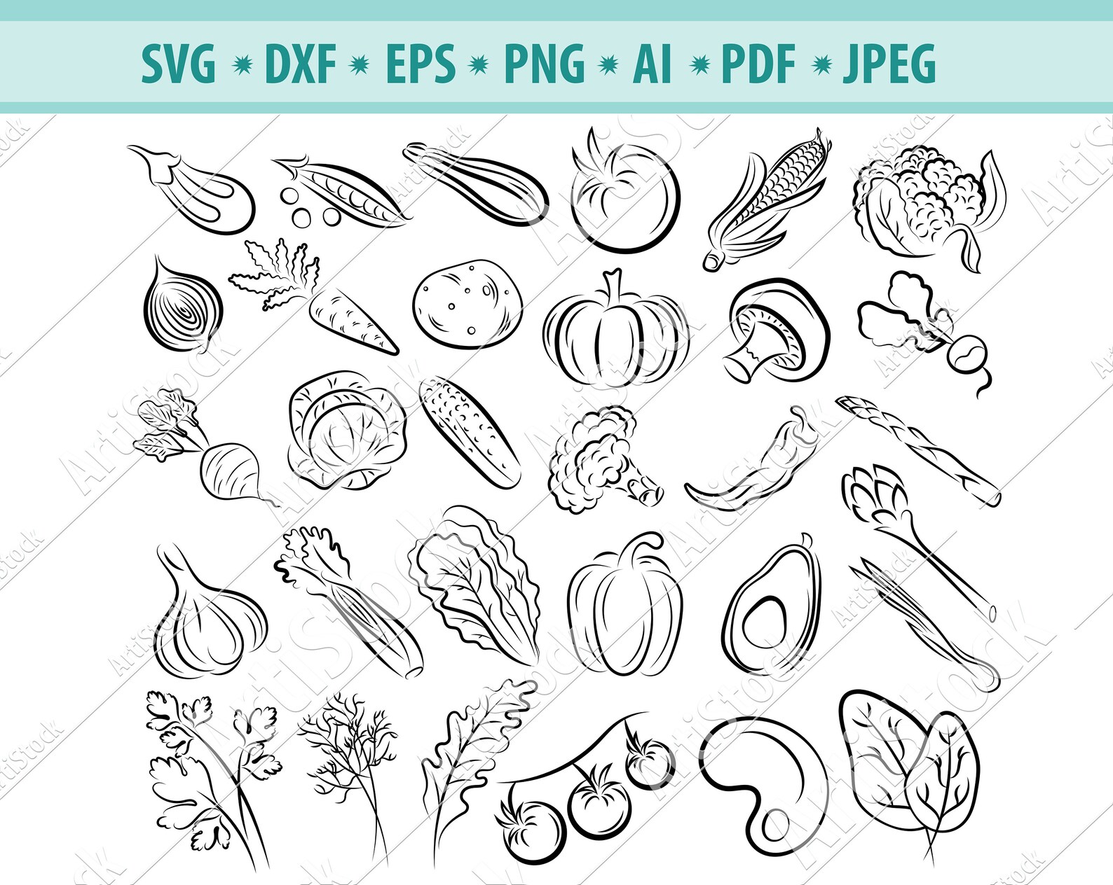 Vegetables SVG Bundle Vegetables SVG Clipart Vegetables Cut - Etsy