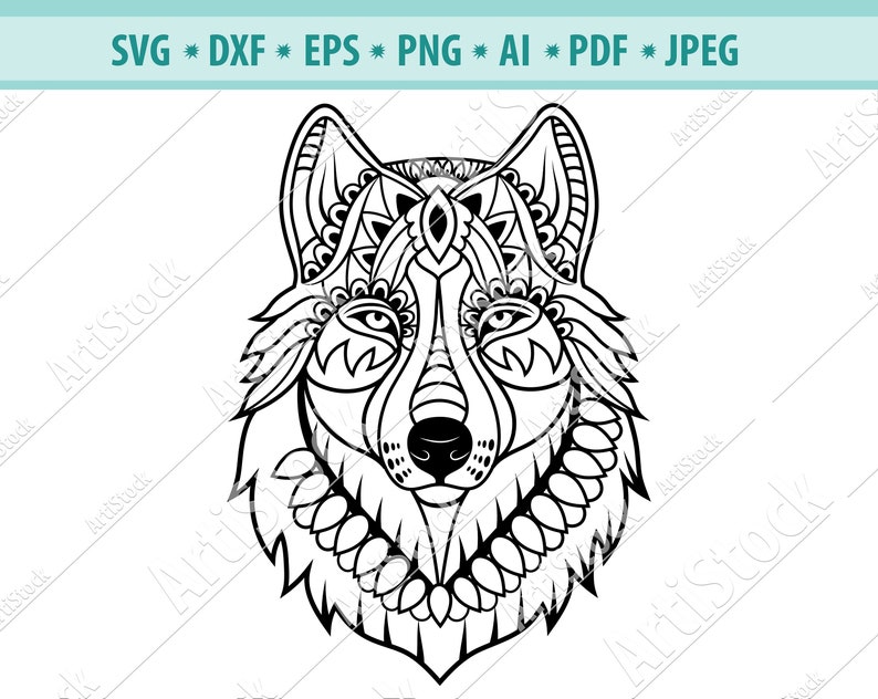 Zentangle Wolf Svg Mandala Wolf Svg Zentangle Svg File for | Etsy