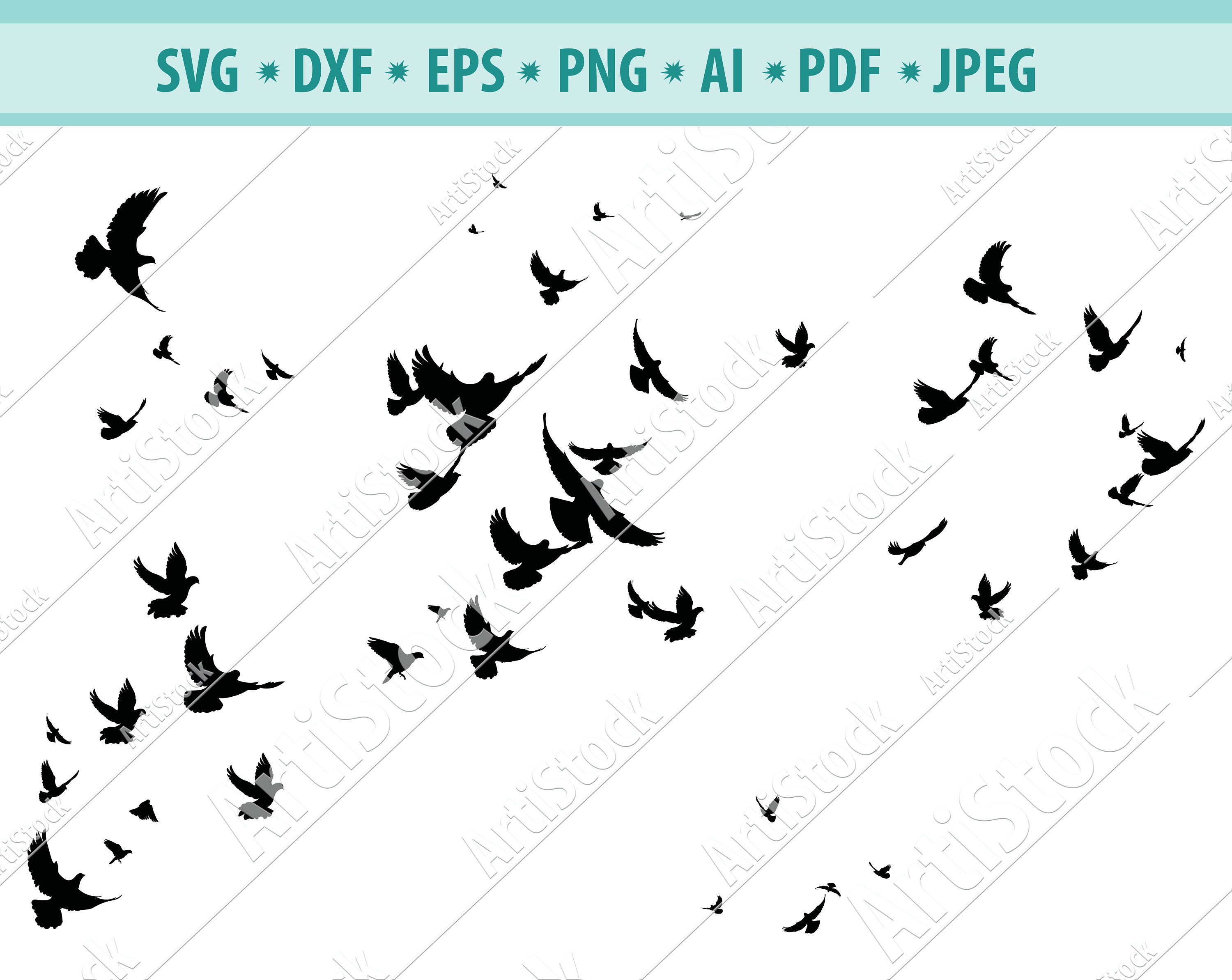 Flock of Birds SVG Vector Silueta de aves SVG pájaros - Etsy España
