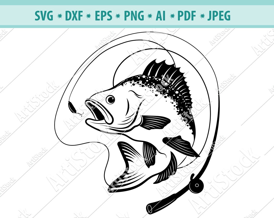 Bass Fishing Svg Bass Fishing Pole Svg Silhouette Fishing Svg | Etsy