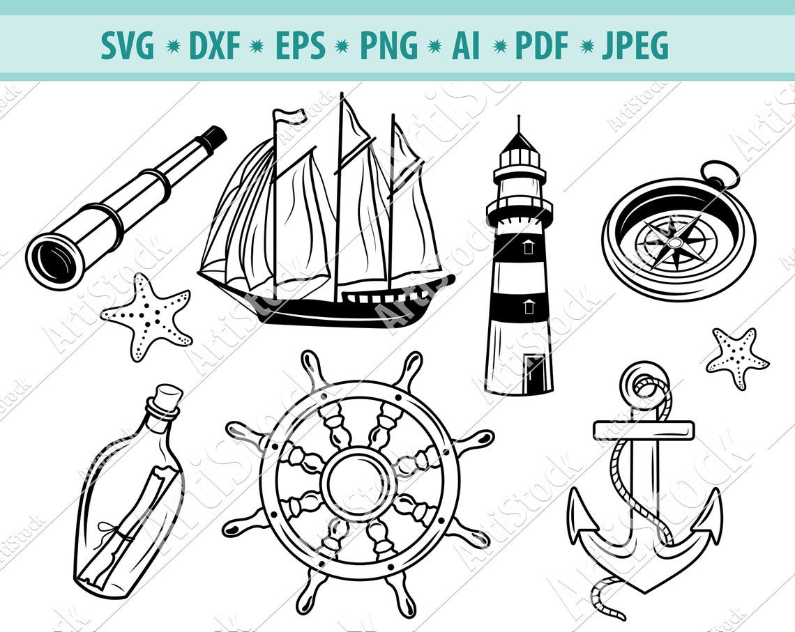 Nautical SVG Bundle Nautical Theme Svg Nautical Clipart - Etsy
