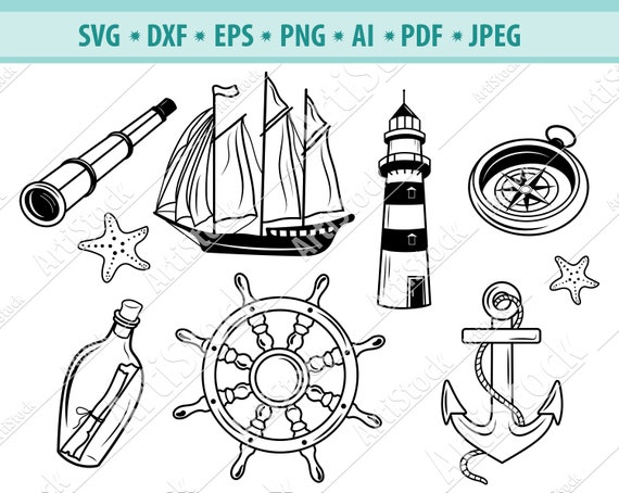 Nautical SVG Bundle Nautical Theme Svg Nautical Clipart | Etsy