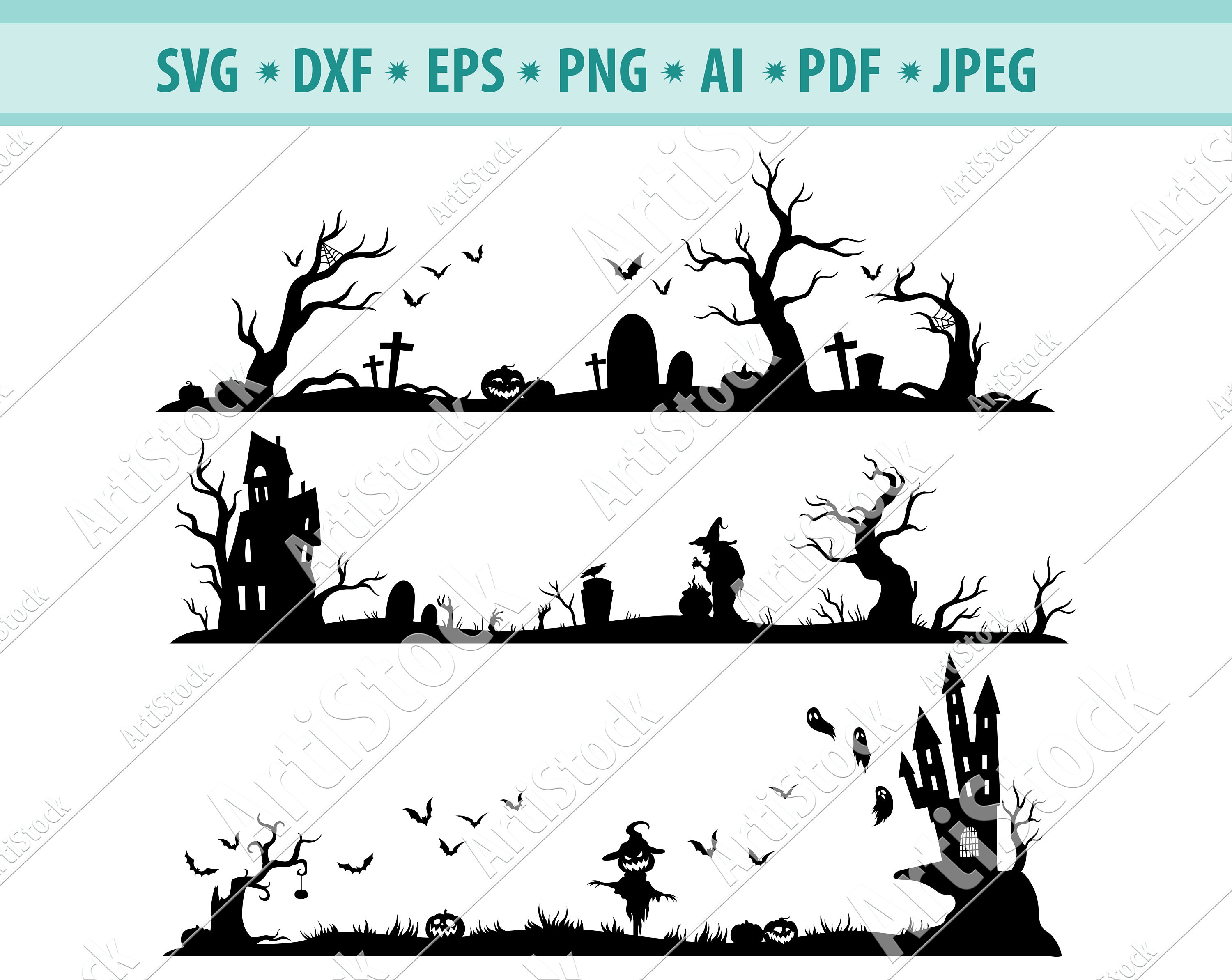 Scary Graveyard Svg Halloween Scene Svg Haunted House Svg - Etsy Canada