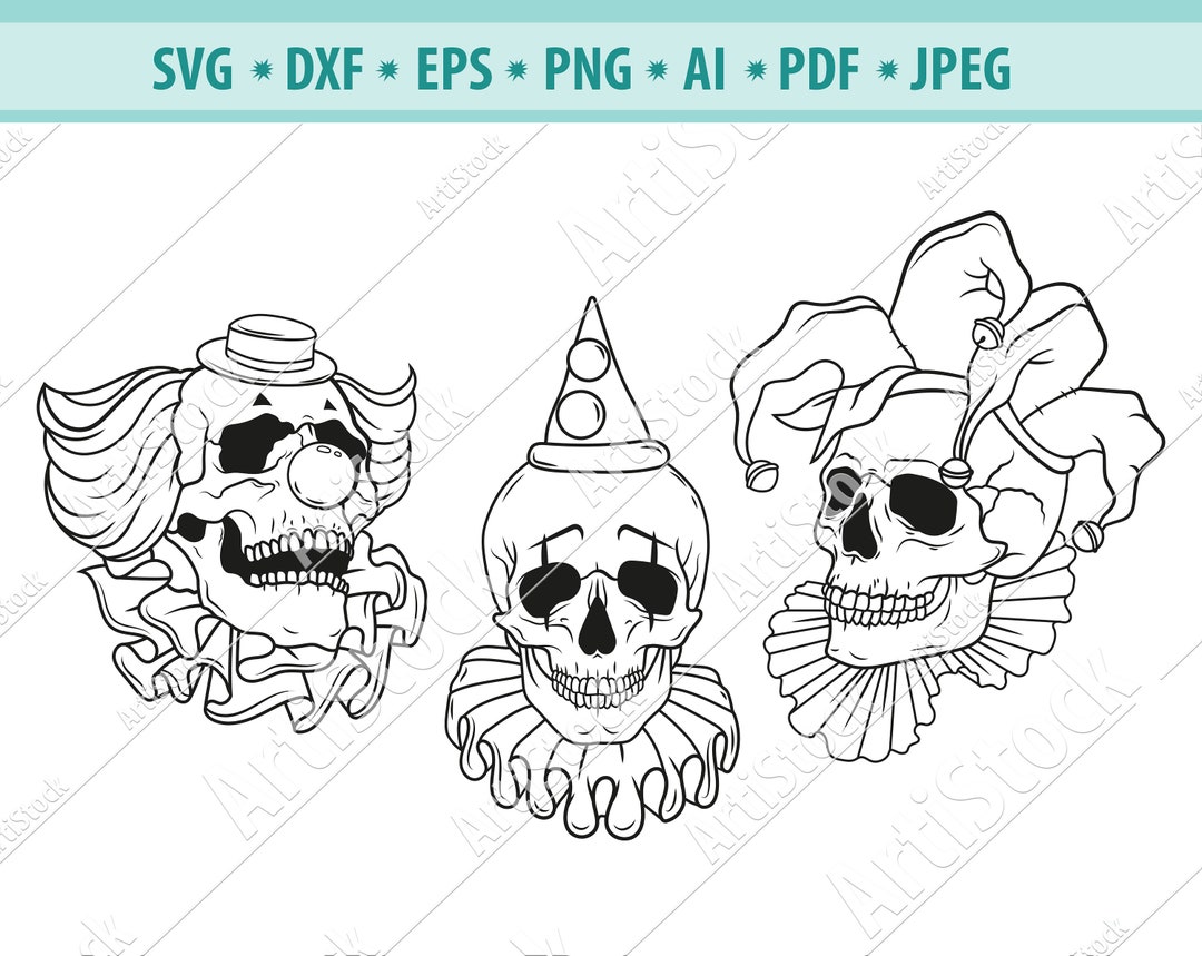 Skeleton Clown Svg, Scary Clown Svg, Evil Clown Skull Svg, Circus Svg, Head Horror Svg ...