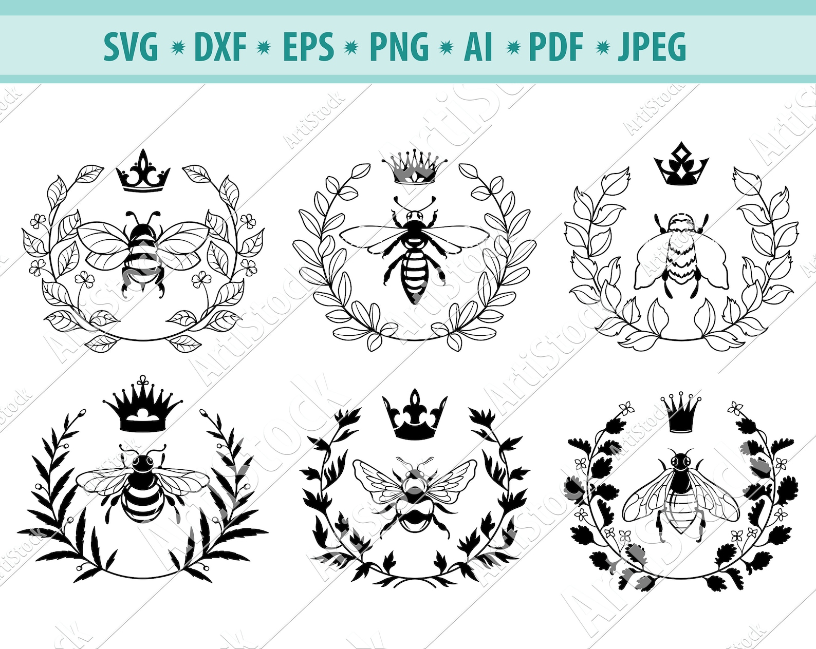 Bee Svg File, Queen Honey Bee Svg, Bee Cut File, Honey Crown Svg ...