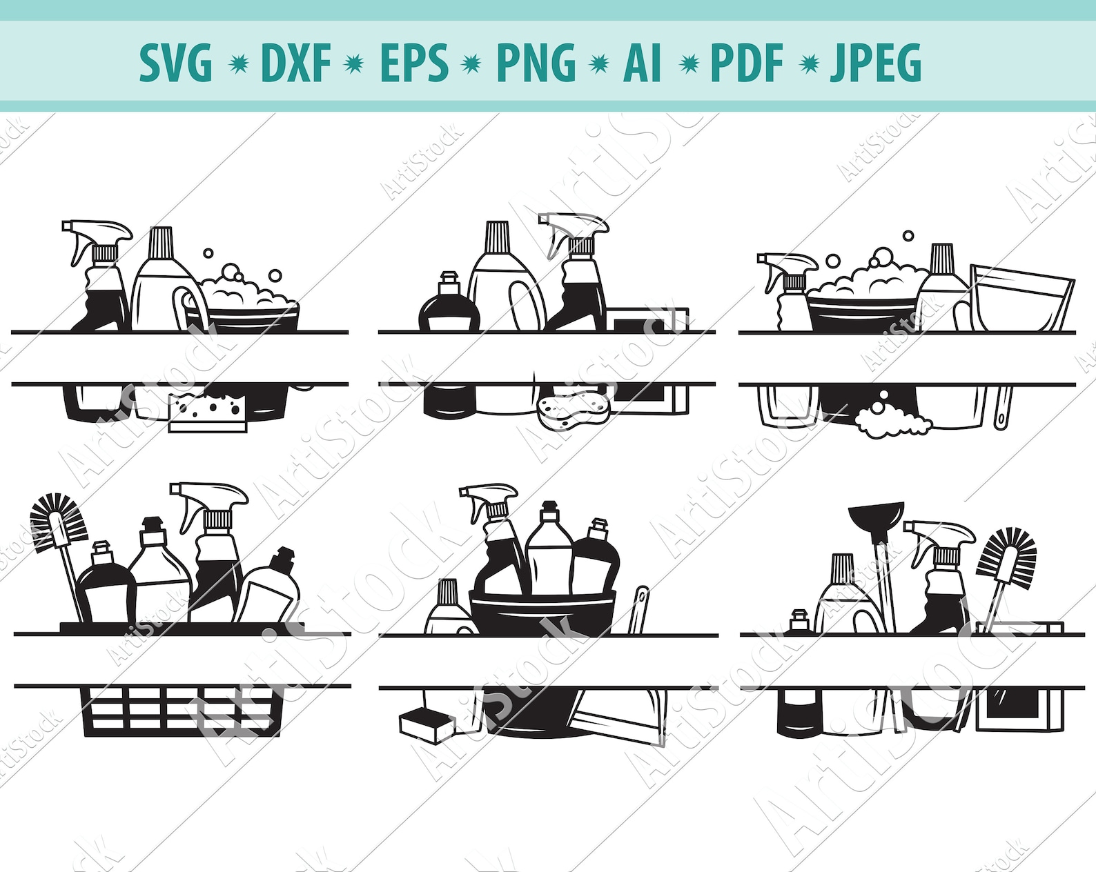 Cleaning Frame SVG Cleaning Monogram SVG Cleaning Supplies - Etsy