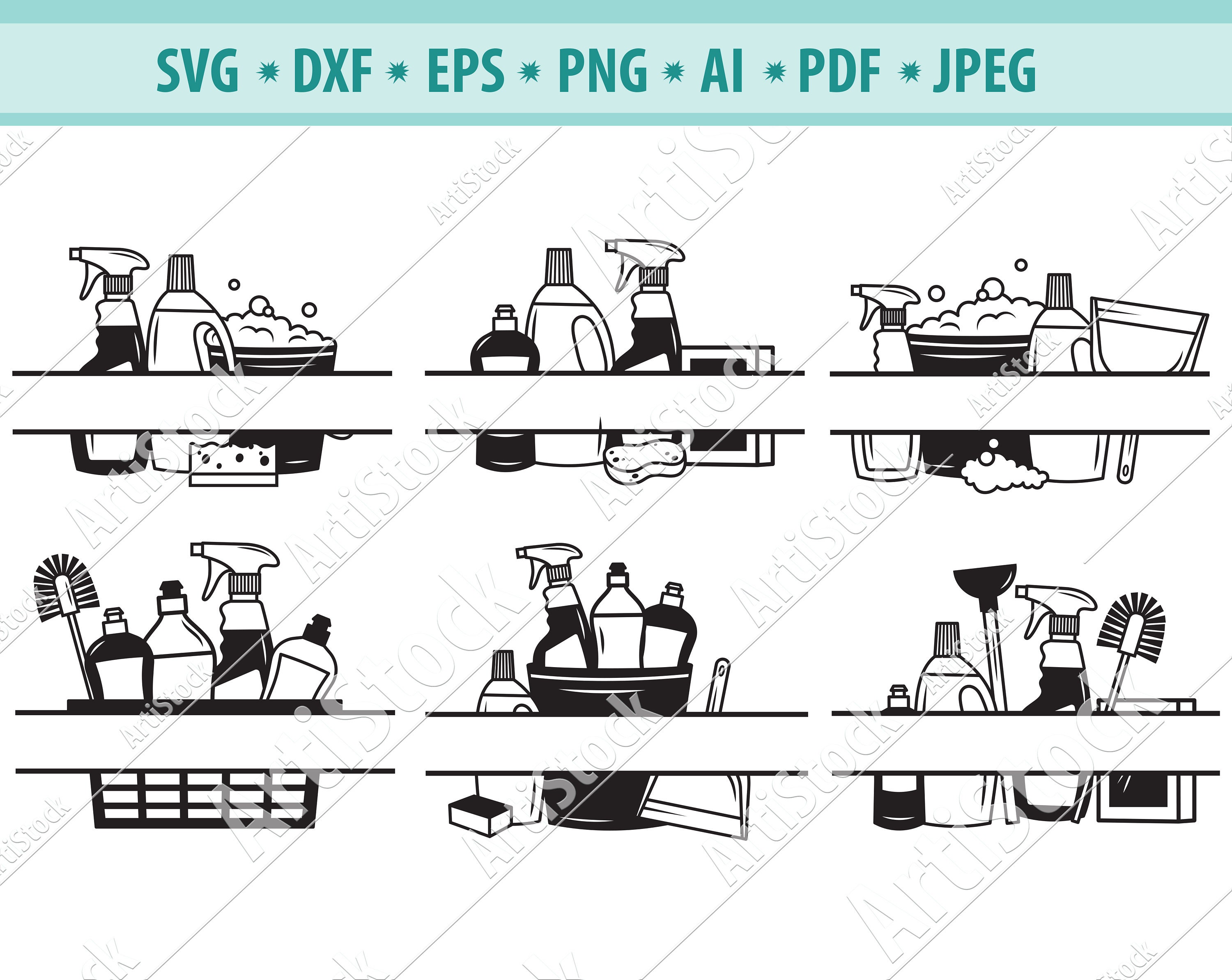 Cleaning Frame SVG, Cleaning Monogram SVG, Cleaning Supplies Svg ...