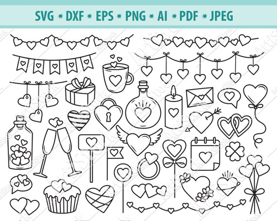 Valentines Day SVG Love Clipart Svg Valentine Elements SVG | Etsy