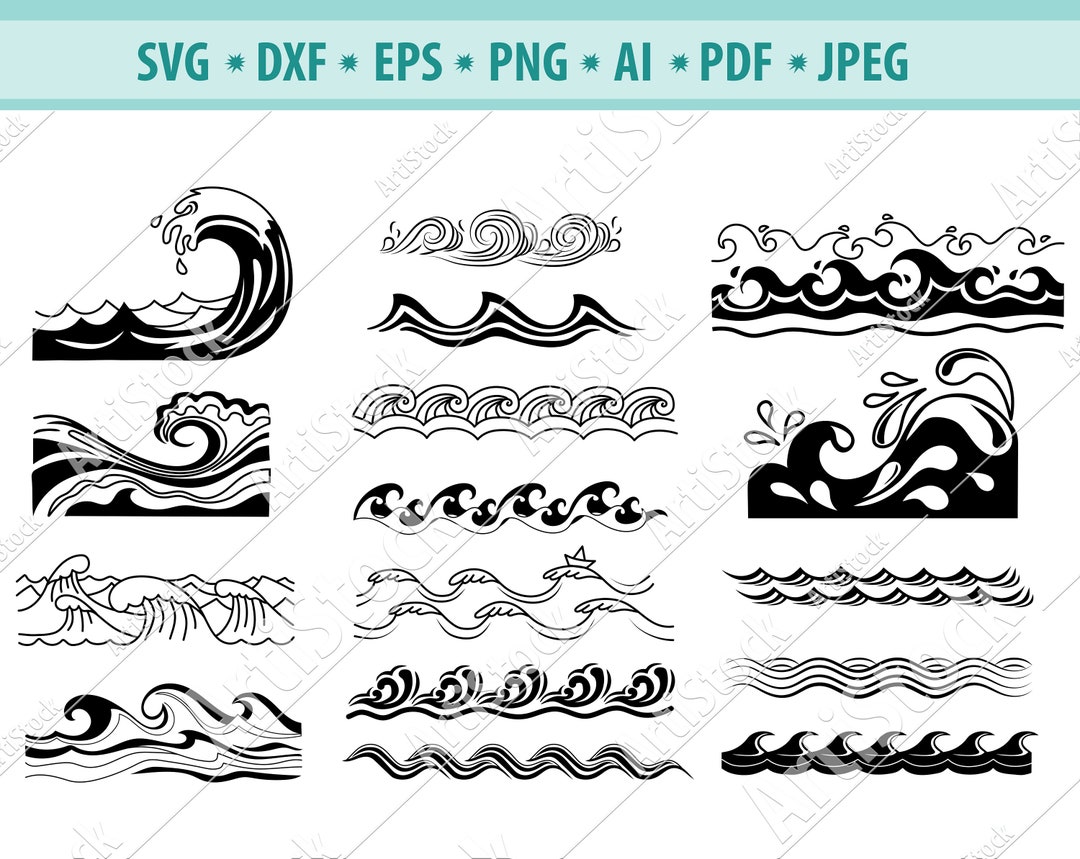 Wave SVG Bundle, Waves Svg, Sea Waves Svg, Ocean Waves Svg, Cut Files ...