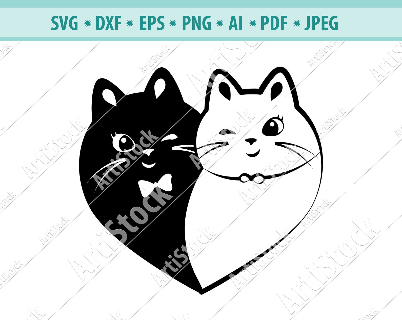 Heart SVG File Cat Heart SVG Love Svg Valentines Day SVG - Etsy