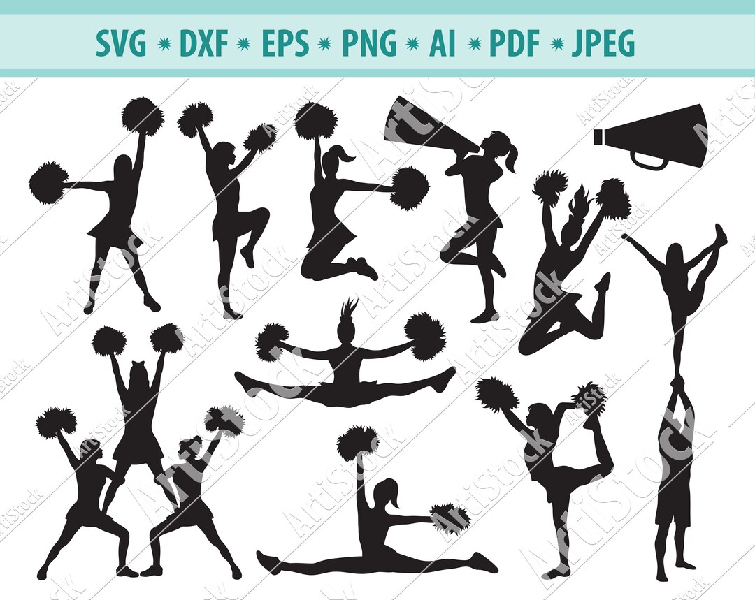 Cheerleading SVG, Cheerleading Silhouettes, Cheer Svg, Cheer Clipart ...