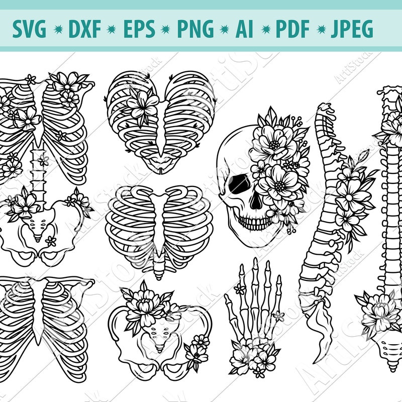 Skeleton Svg File - Etsy
